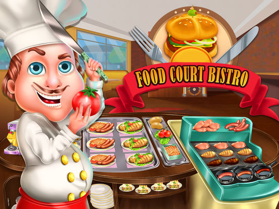 Food Court Bistro Fever Restaurant - Chef Cooking Sausages & Sandwich ...